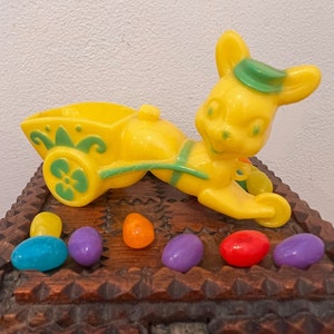 Vintage E. Rosen Small Bunny Pulling Cart Candy Container Rosbro/rosen ...