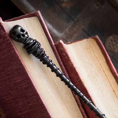 Skull Wand Magic Wand With a Black Skull Black Wand Geek - Etsy