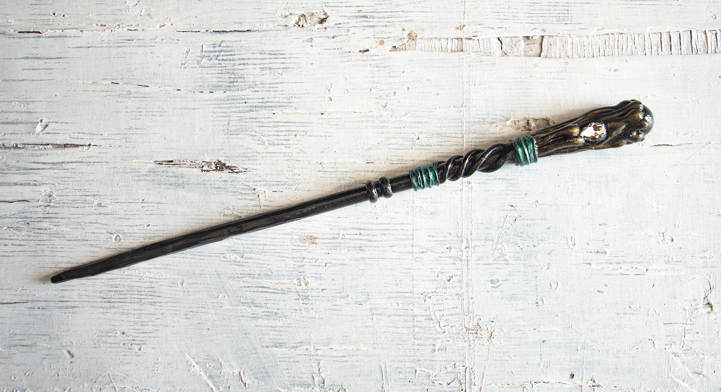 Magic Wand With Two Crystals Gold and Blue Magic Wand Geek - Etsy