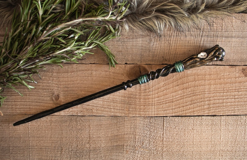 Magic Wand With Two Crystals Gold and Blue Magic Wand Geek - Etsy