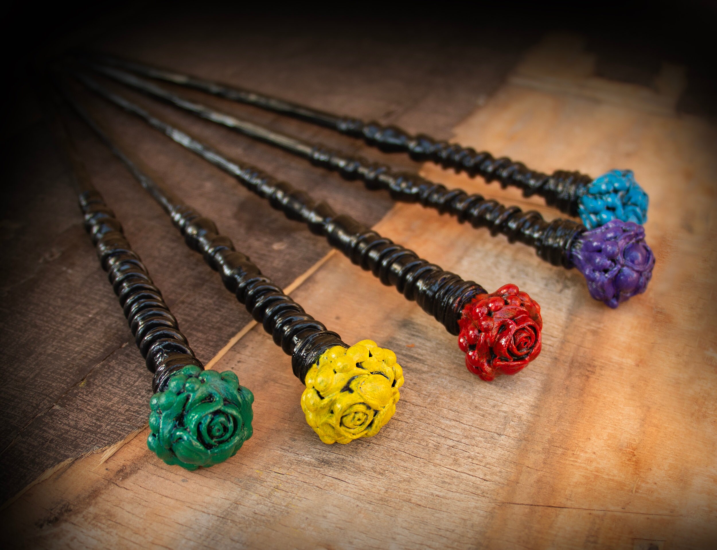 Rose Wand Choose Color Magic Wand With a Rose Glossy Black - Etsy