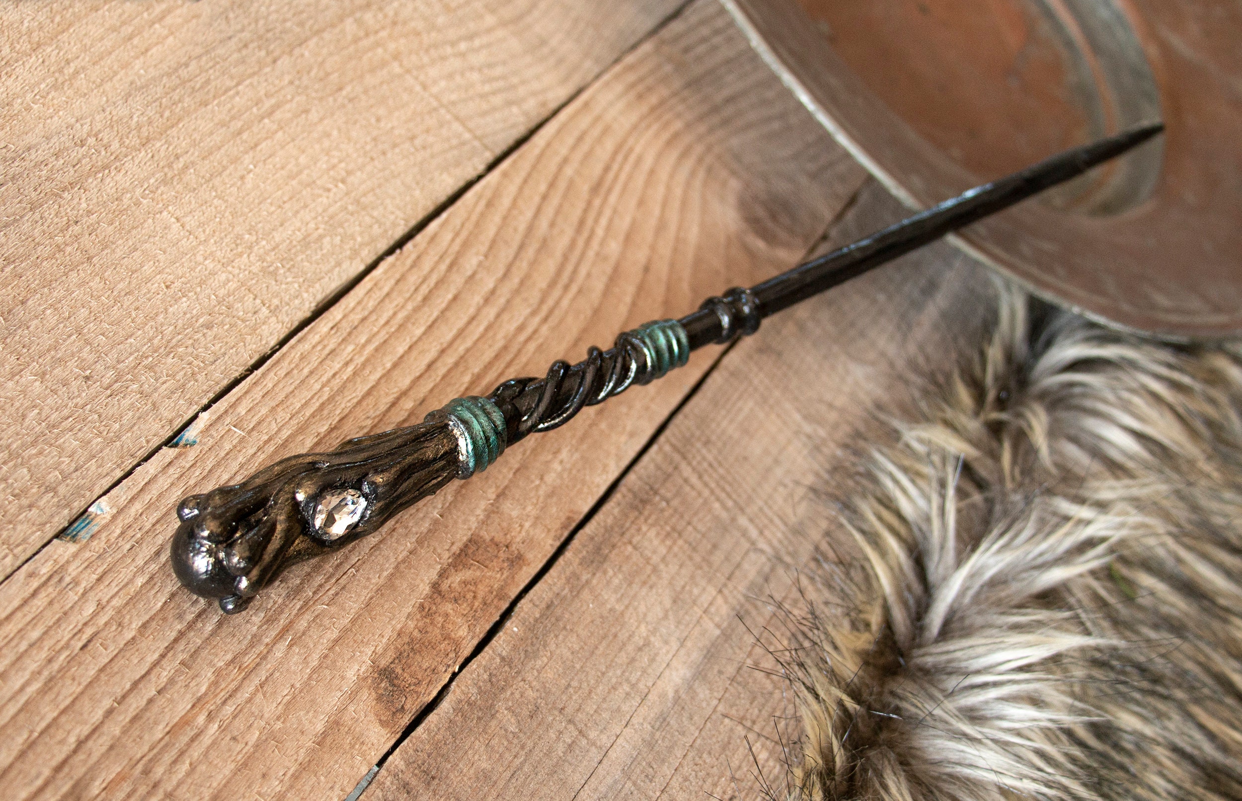 Magic Wand With Two Crystals Gold and Blue Magic Wand Geek - Etsy