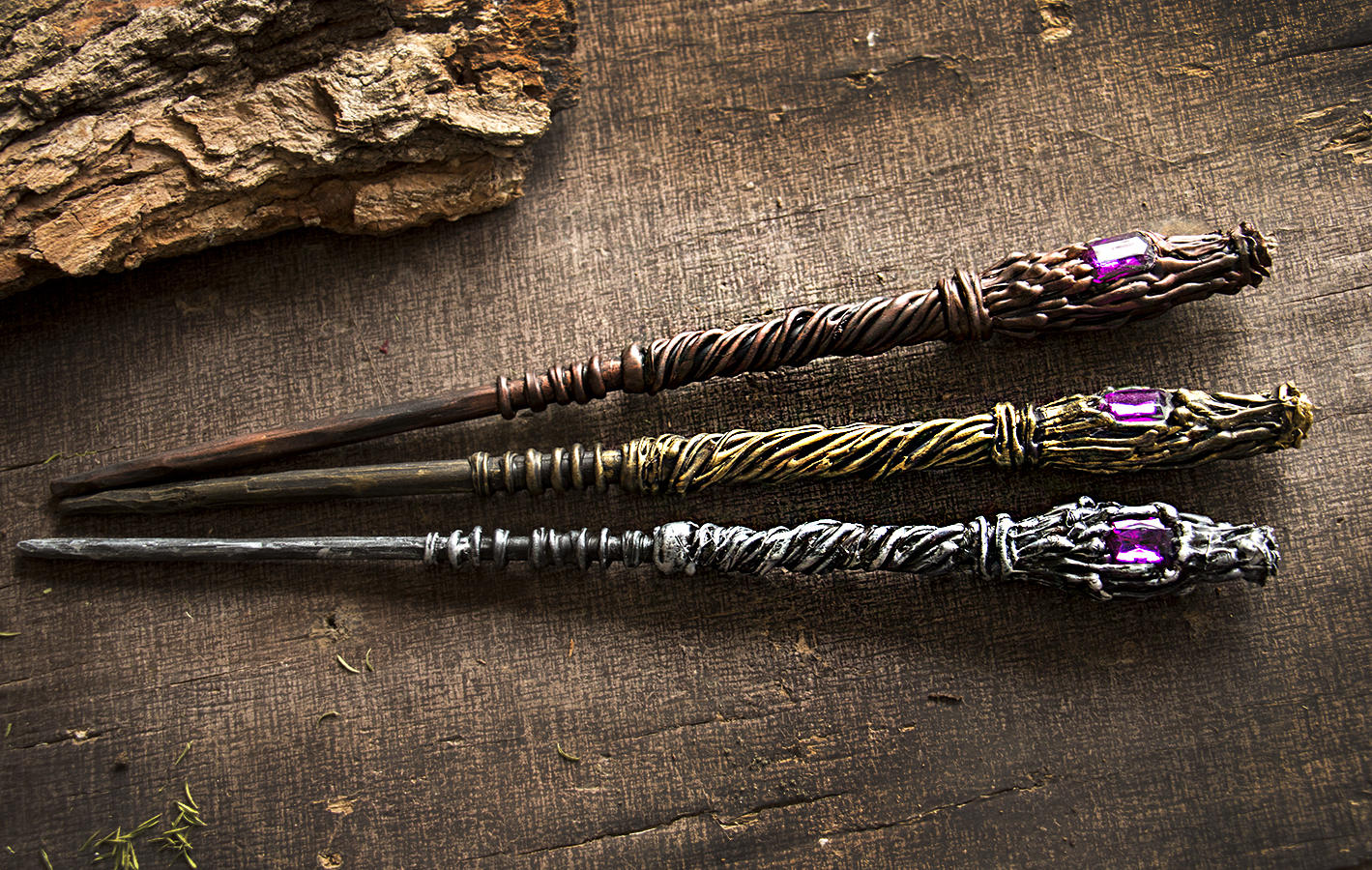 Purple Stone wand Magic Wand with Resin Crystal Decorated | Etsy