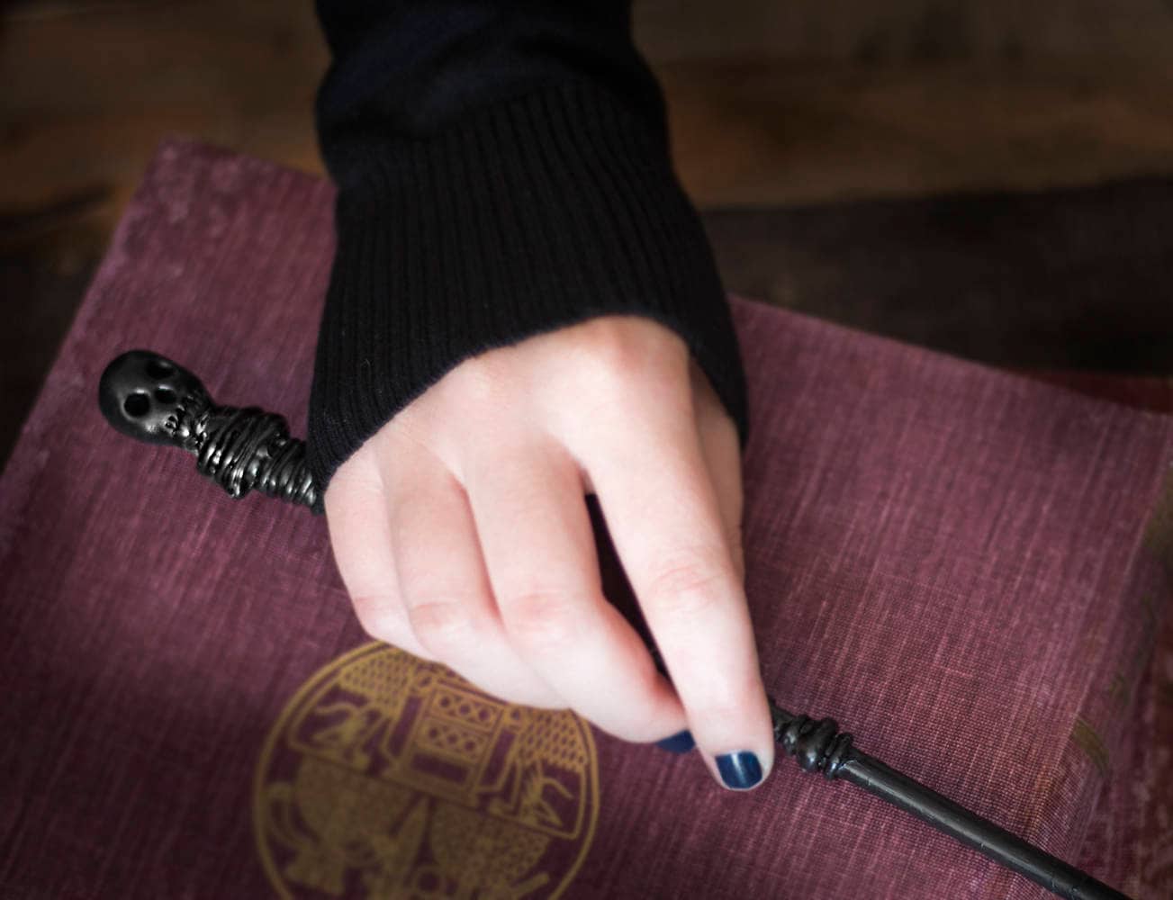 Skull Wand Magic Wand With a Black Skull Black Wand Geek - Etsy