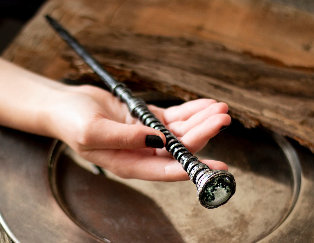 Moon Wand, Magic Wand With a Moon Glass Dome, Silver Wand, Geek ...