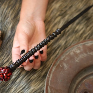 Red Rose Wand, Magic Wand With a Rose, Glossy Black Magic Wand, Geek ...