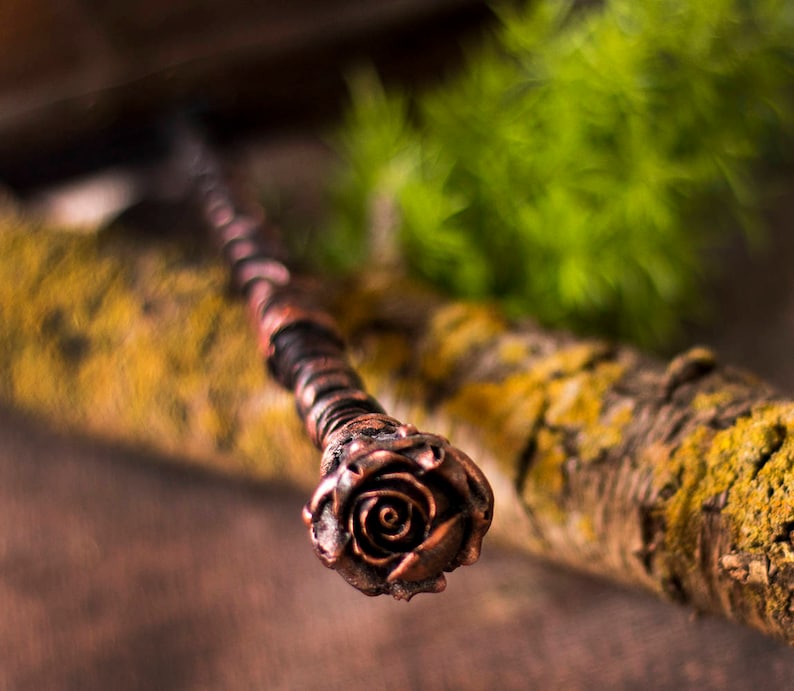 Rose Wand, Magic Wand With a Rose, Bronze Magic Wand, Geek Accessories ...