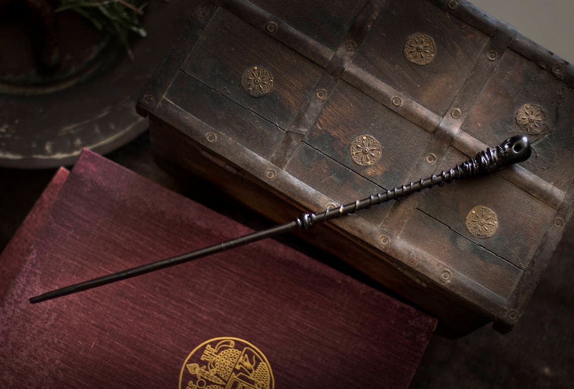 Skull Wand Magic Wand With a Black Skull Black Wand Geek - Etsy