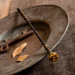 Gold Flower Wand, Rose Wand, Magic Wand With a Gold Rose, Bronze Magic ...