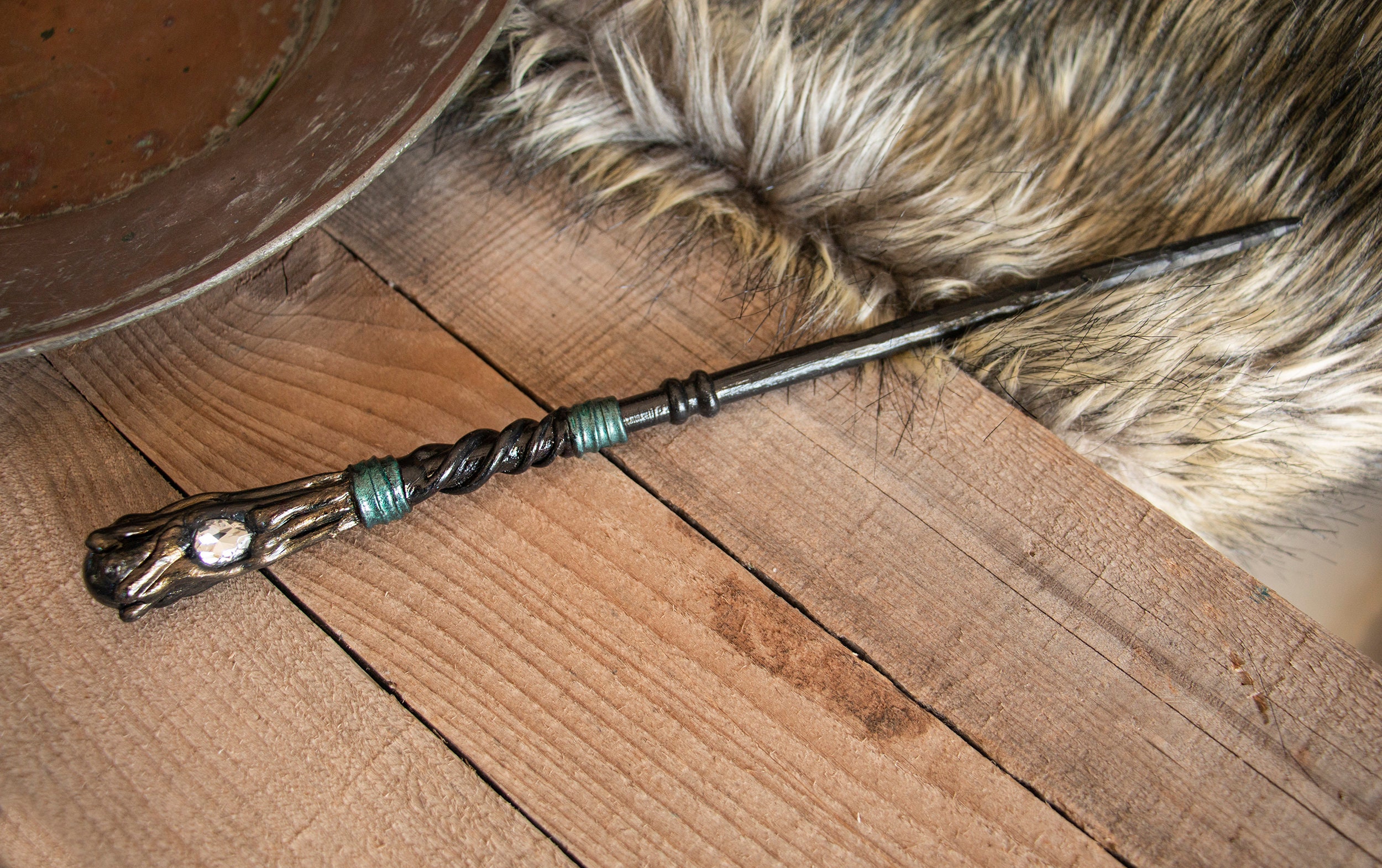 Magic Wand With Two Crystals Gold and Blue Magic Wand Geek - Etsy