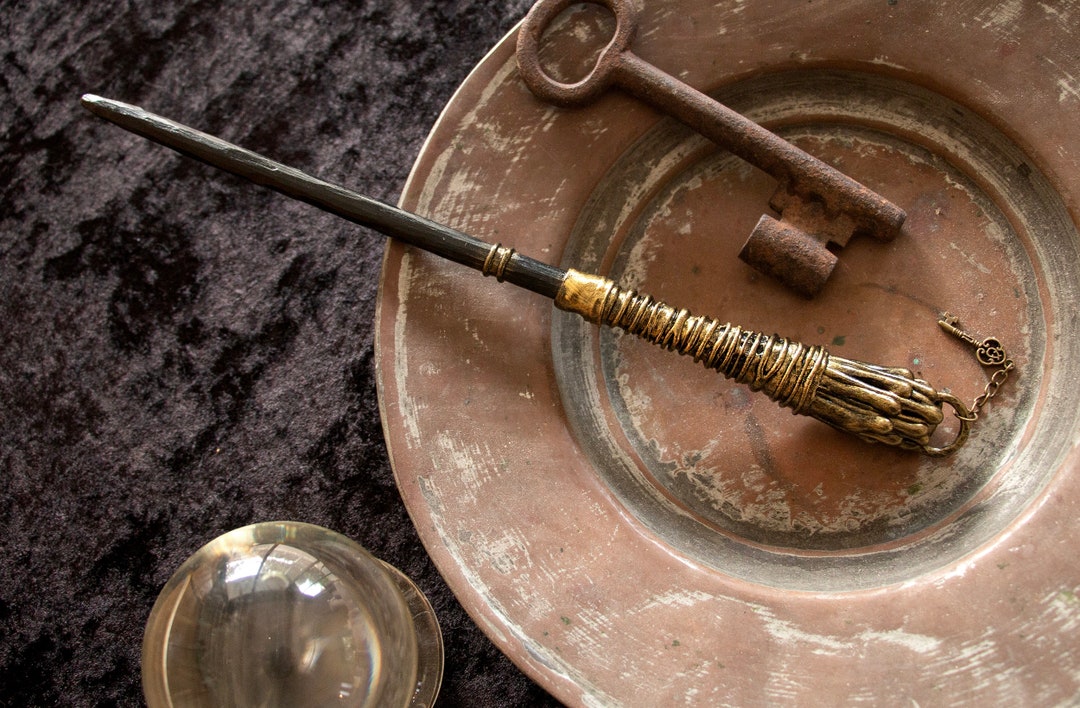 Magic Wand With Ring and Small Key, Gold Magic Wand, Geek Accessories ...