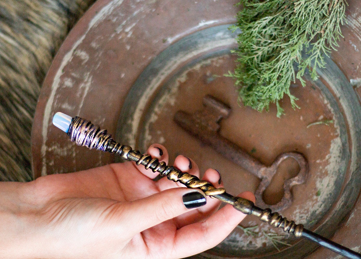Magic Wand With Quartz Stone Top Black and Gold Wand Geek - Etsy Sweden