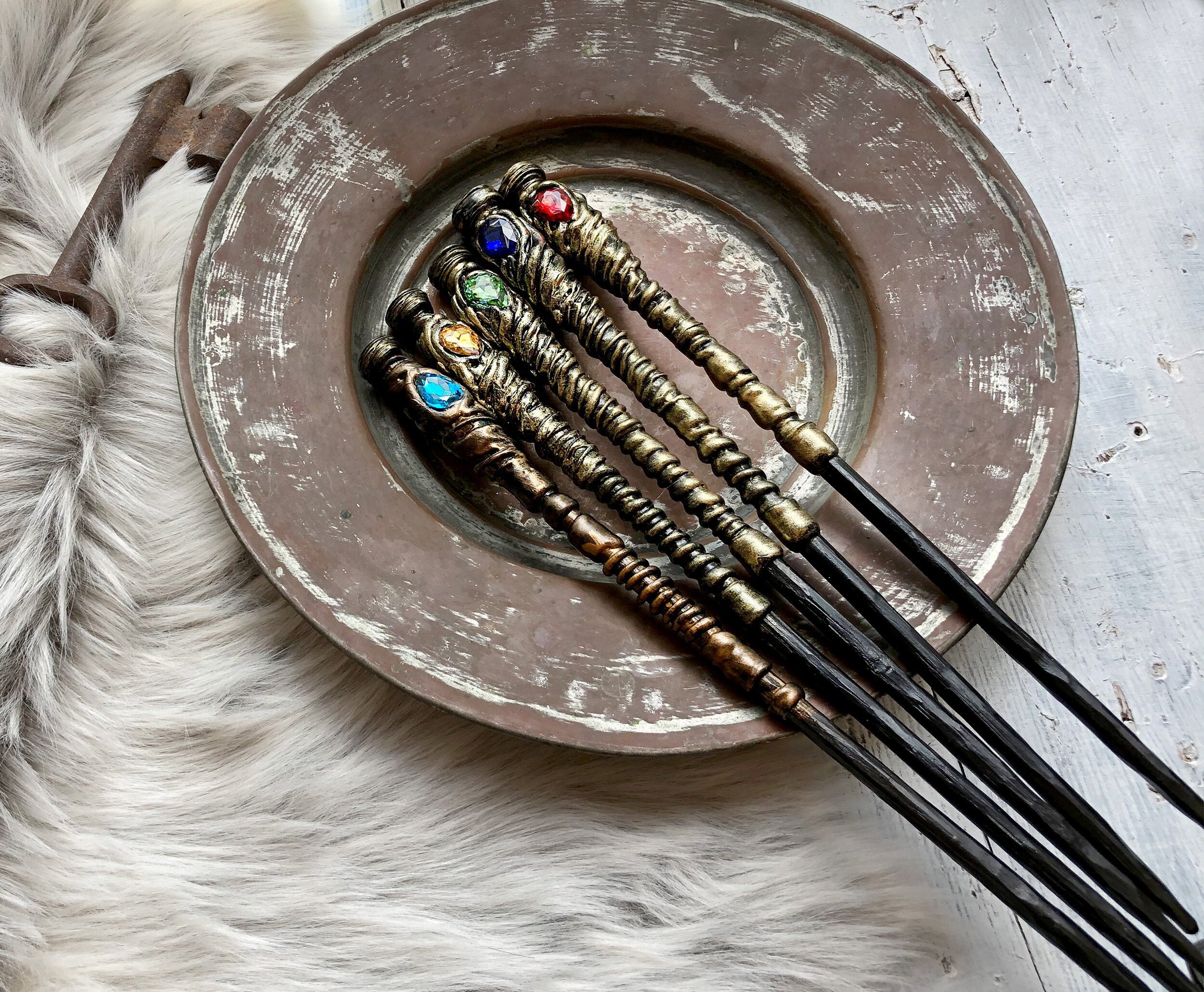 Magic Wand with Crystal Choose Color Gold Magic Wand Geek | Etsy