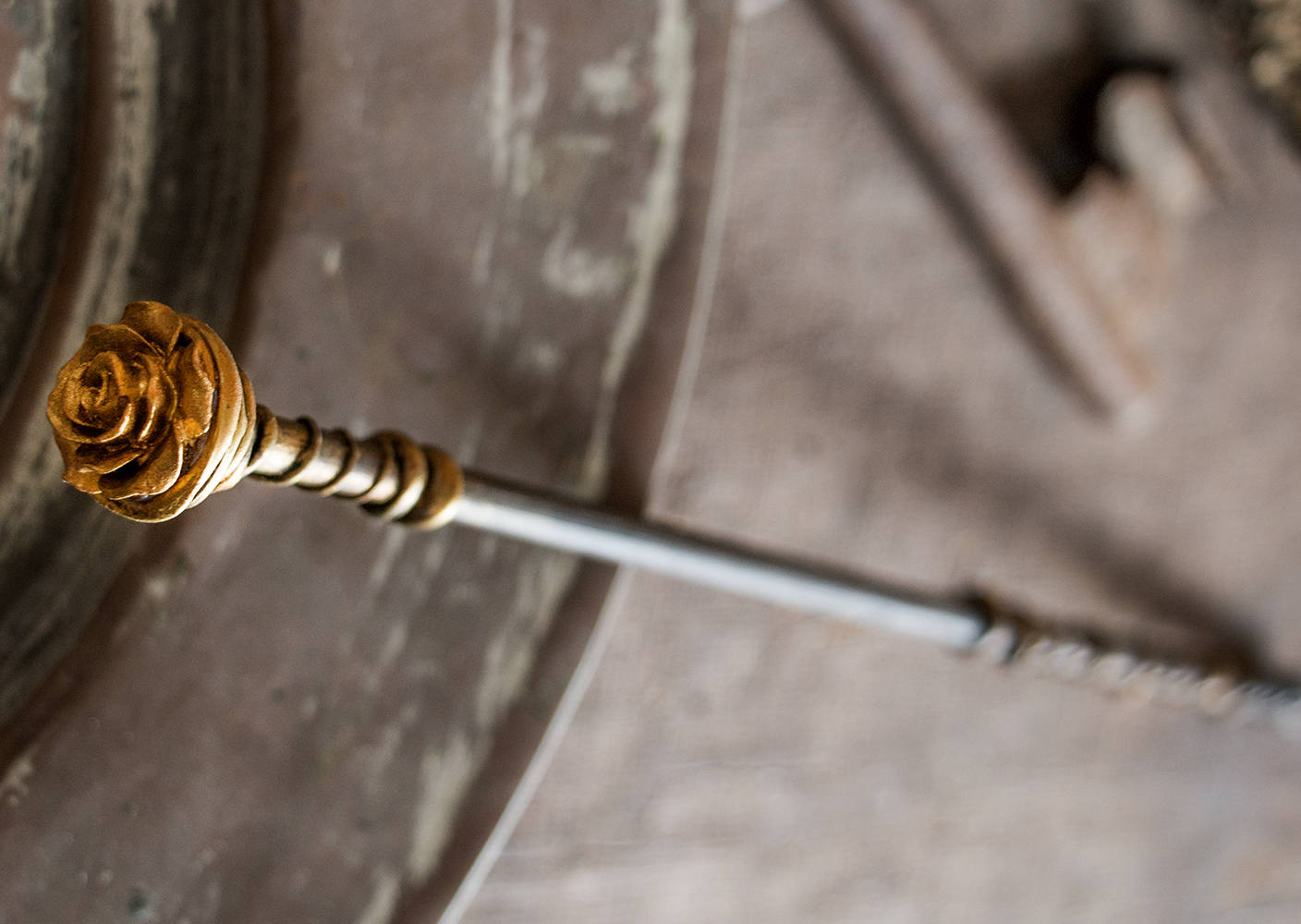 Gold Flower Wand, Rose Wand, Magic Wand With a Gold Rose, Bronze Magic ...