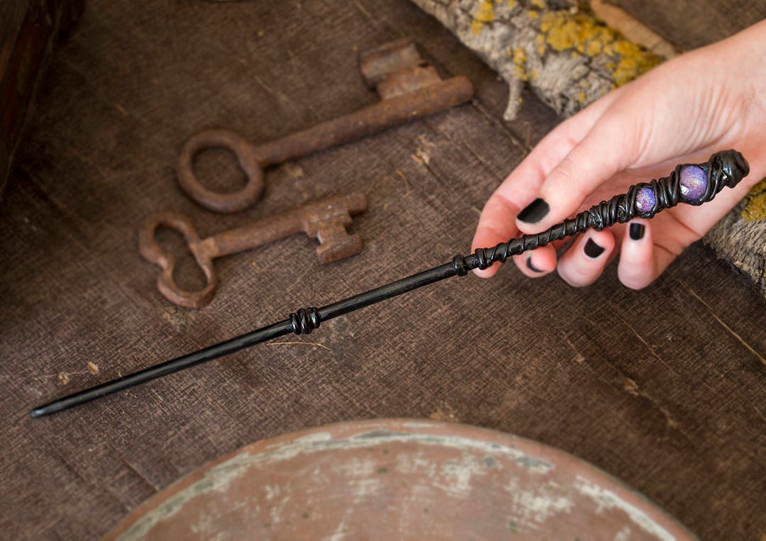 Galaxy Purple Magic Wand, Black Wood, Witch Wizard Costume - Etsy