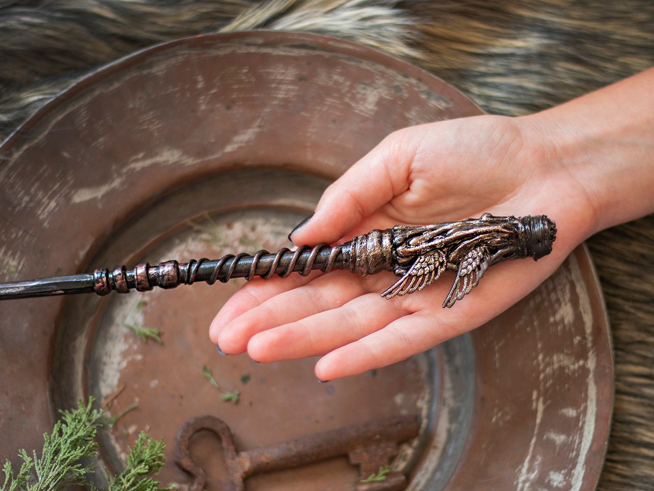 Asymmetrical Wings Wand Magic Wand with Two Wings & Flower | Etsy