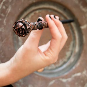 Rose Wand, Magic Wand With a Rose, Bronze Magic Wand, Geek Accessories ...