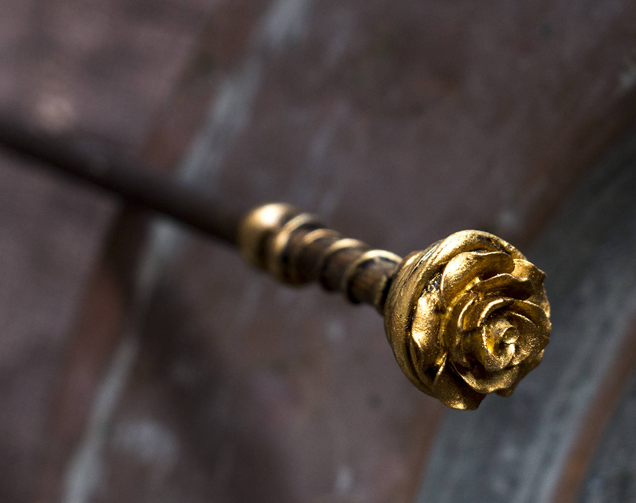 Gold Flower Wand, Rose Wand, Magic Wand With a Gold Rose, Bronze Magic ...