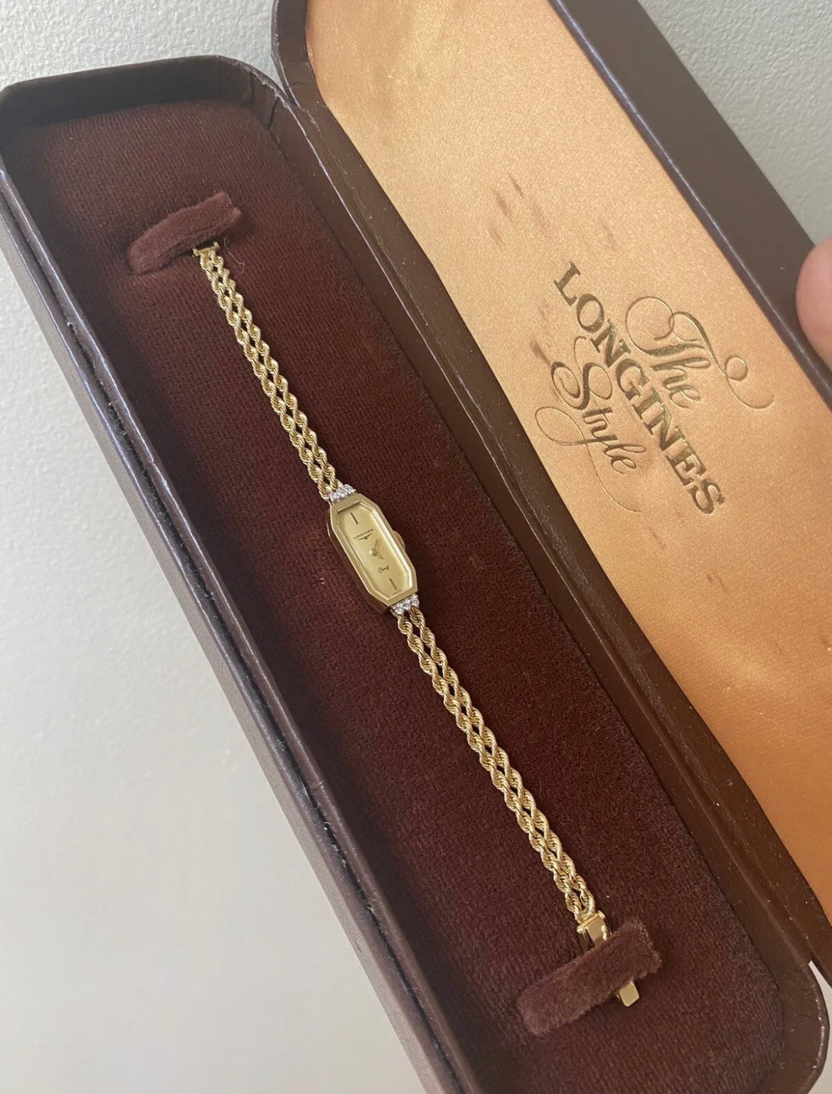 Vintage Solid 14k Yellow Gold Diamond Longines Watch Rope Band Design ...
