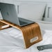 Ergonomic Wood Monitor Stand, MacBook Pro Laptop Riser, Walnut Desk ...