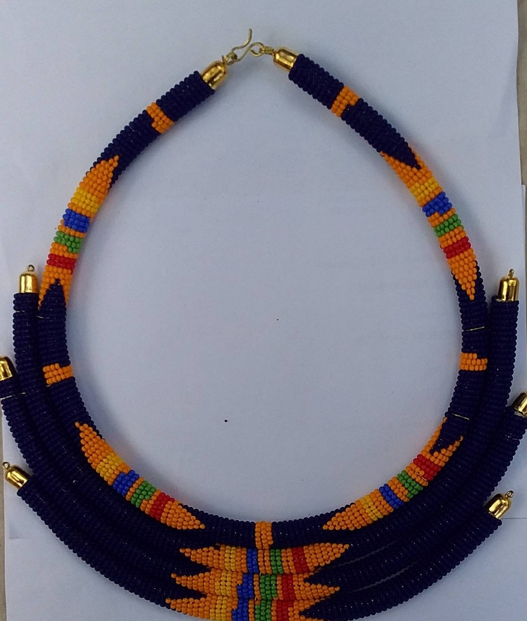 ON SALE African Beaded Necklace- Maasai Jewelry _ Layered Necklace ...