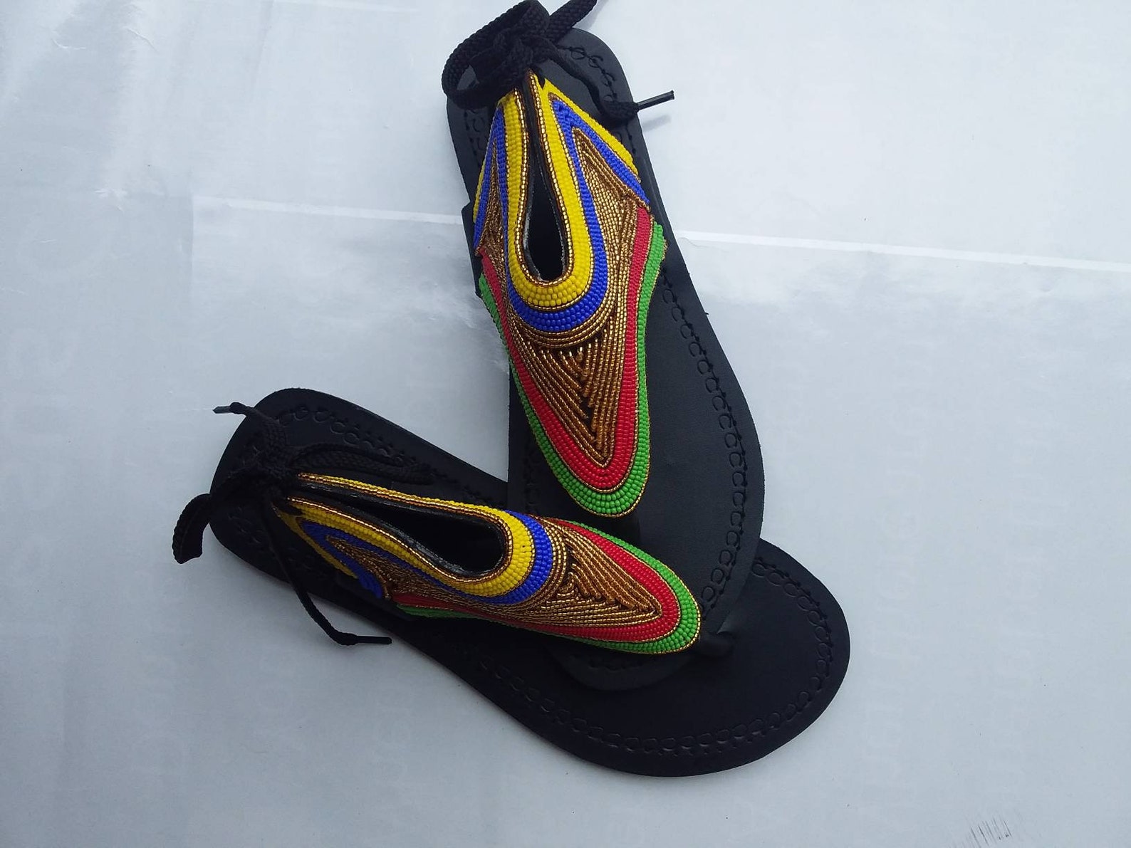 ON SALE African Beaded Sandals _ Handcrafted Sandals _kenyan - Etsy