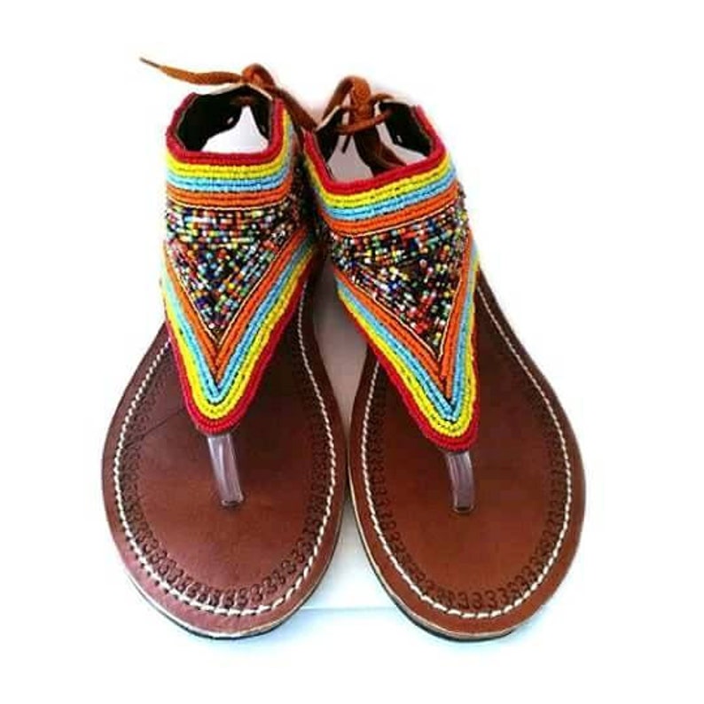 ON Salewomen Sandals _ African Beaded Sandals for Women Masai - Etsy