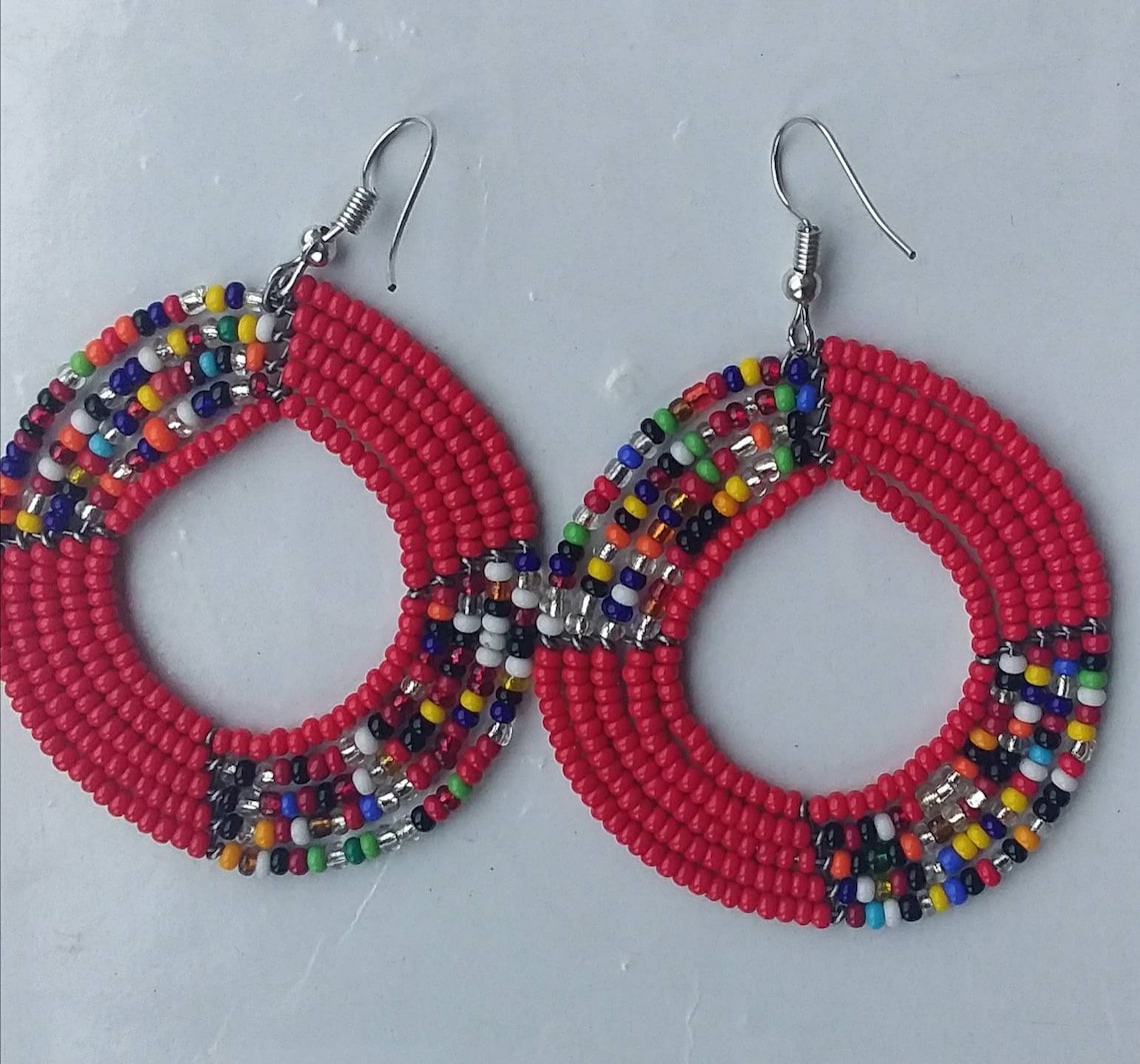 African earrings Beaded earrings Kenyan earrings Maasai | Etsy