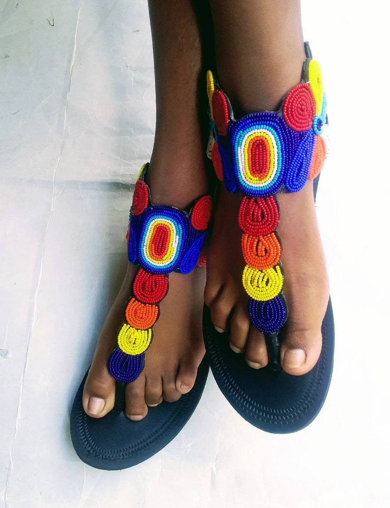 ON SALE African Beaded Sandals for Women Maasai Beaded - Etsy