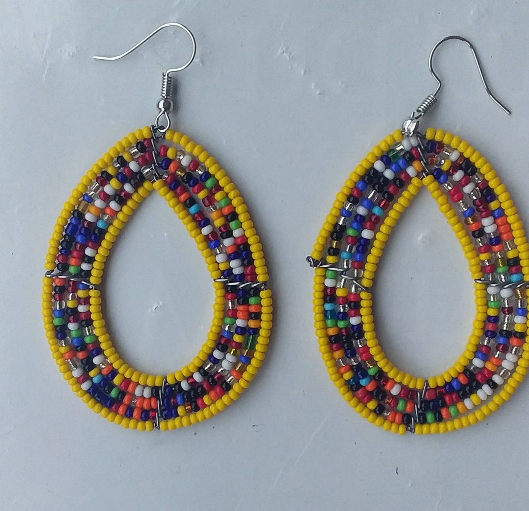 African Earrings Beaded Earrings Kenyan Earrings Maasai Earrings ...
