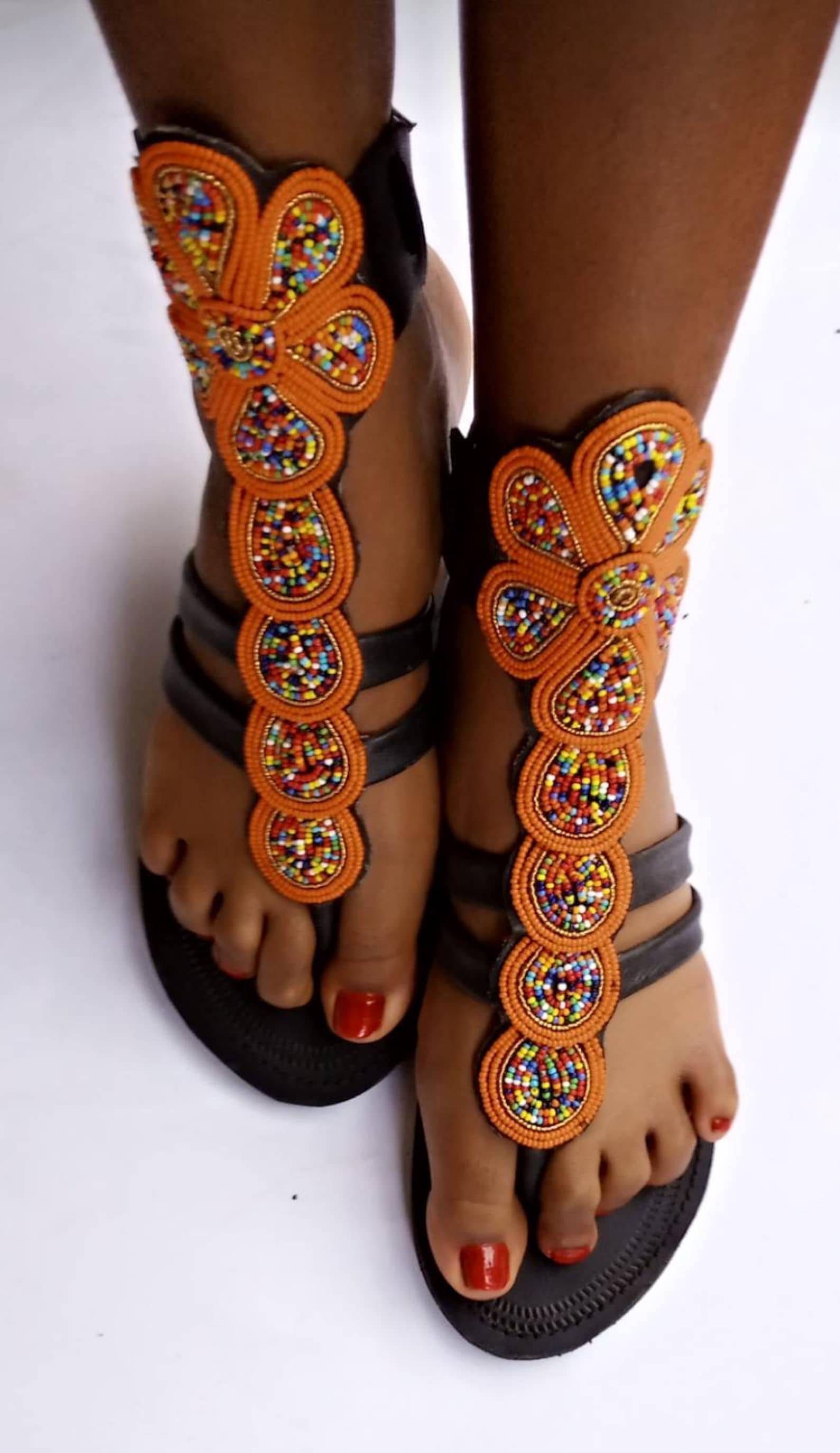 ON SALE African Gladiator Sandal/orange Sandal/sandals for - Etsy
