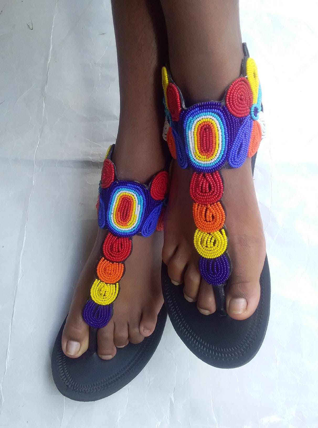 ON SALE African Beaded Sandals for Women Maasai Beaded | Etsy