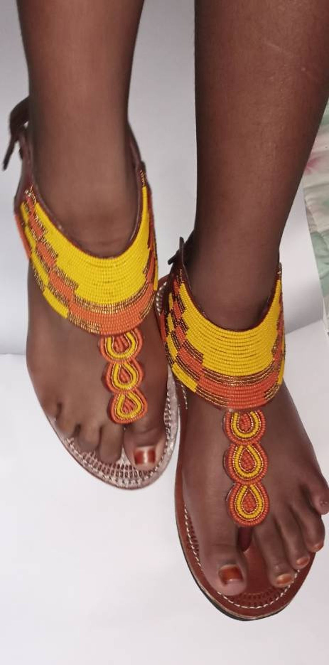 ON SALE!! Maasai Sandal - African Beaded Sandal - Kenyan Sandal - Masai ...