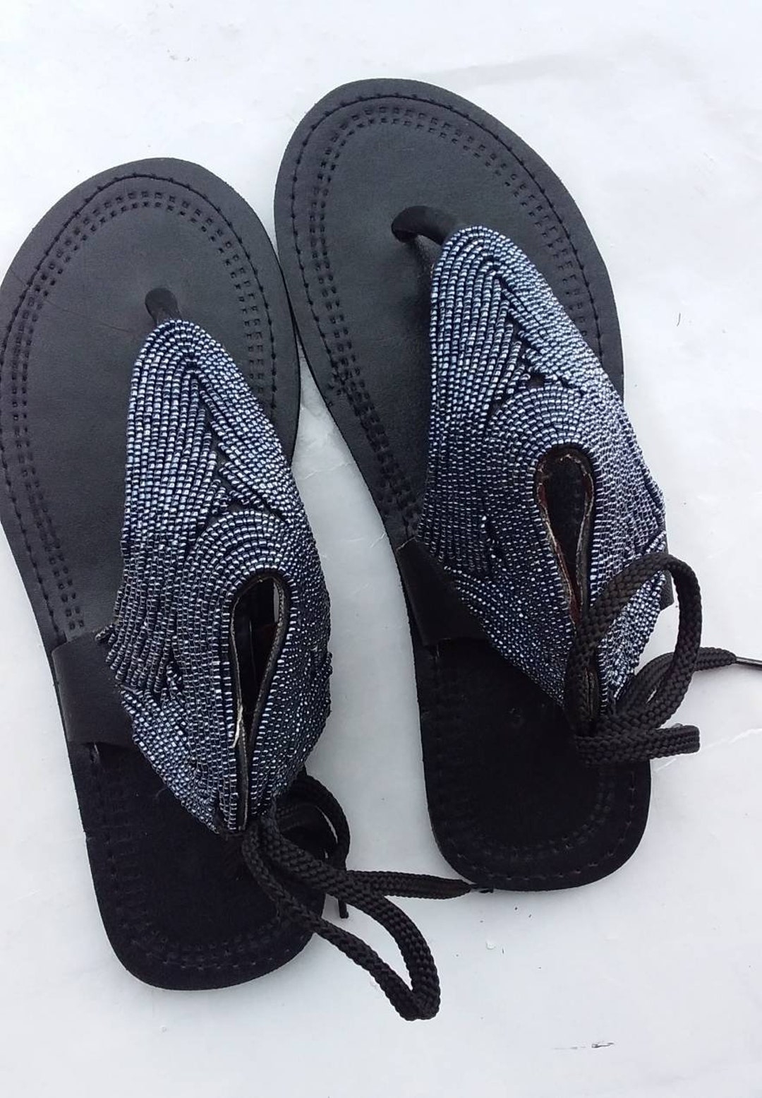 ON SALE!!!! Masai Sandals, Leather Sandals, Beaded Sandals, Silver ...
