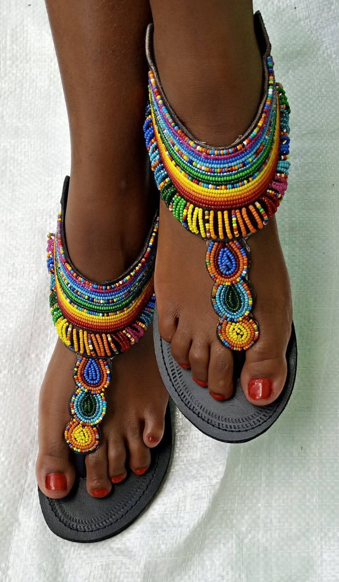 ON Sale!!african Beaded Sandals for Women- Maasai Beaded Sandals for ...