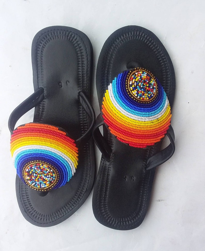 ON SALEHandcrafted sandals _ Kenyan sandals _ African beaded | Etsy