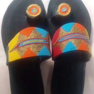 ON SALE !!!african Masai Beaded Sandals _african Leather Sandals ...