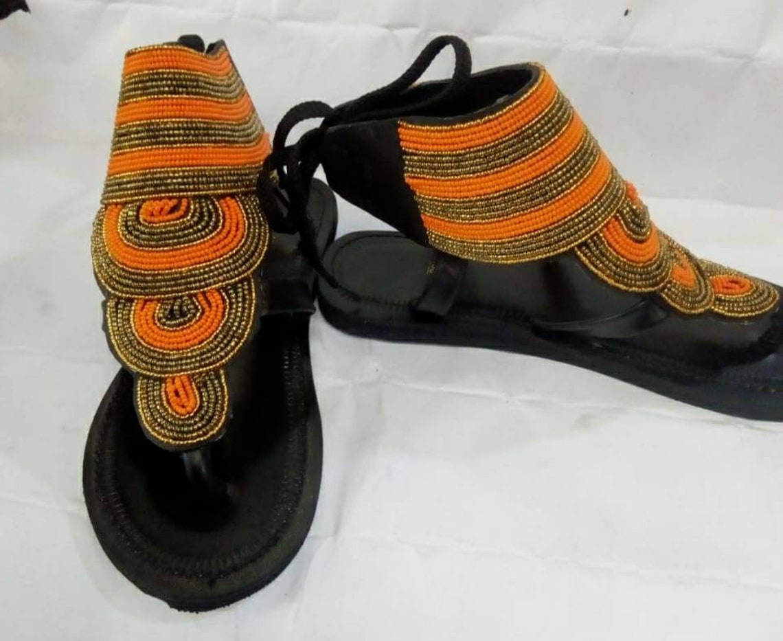 ON SALE African Beaded Sandals for Women Maasai Beaded - Etsy