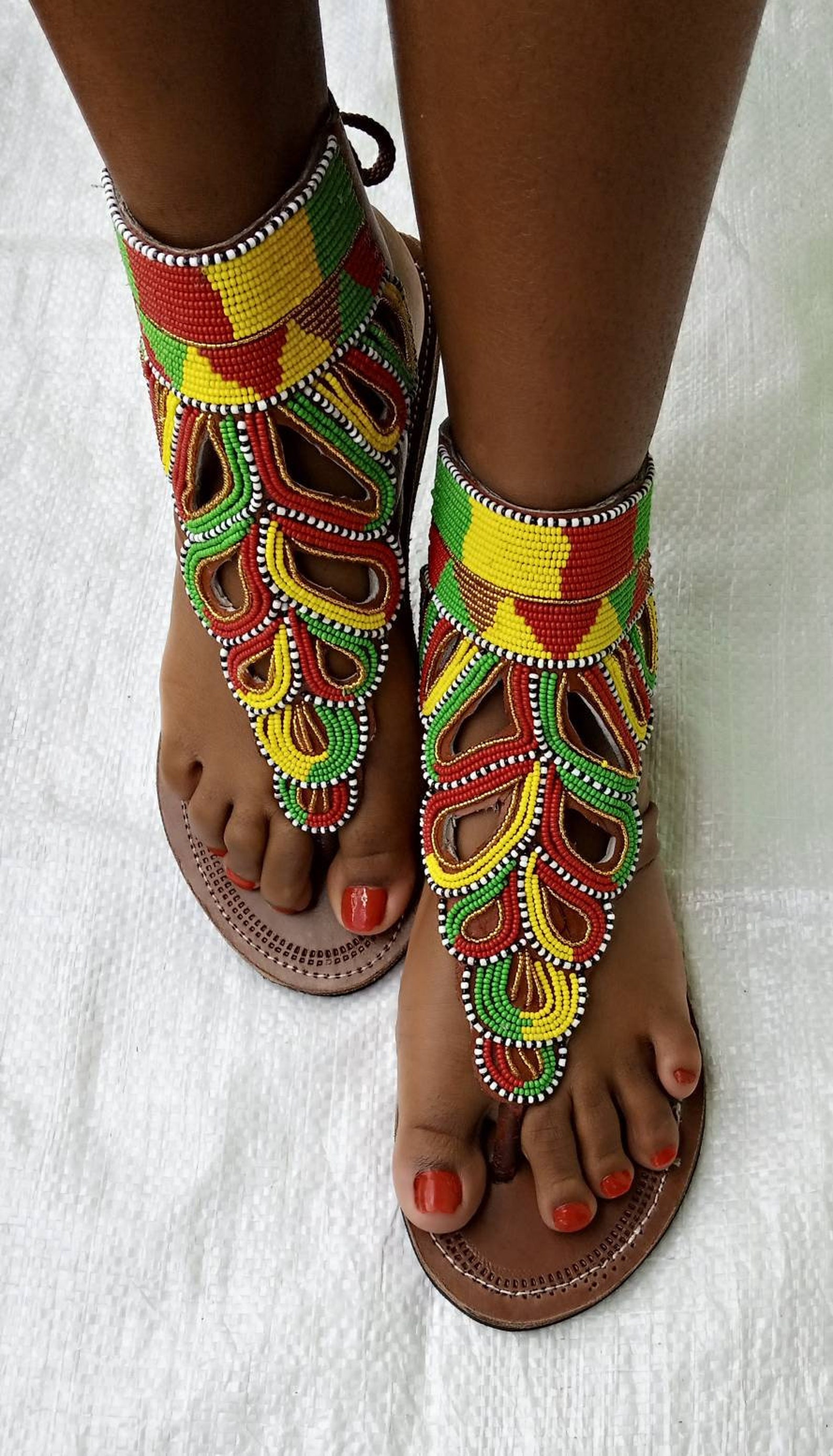 ON SALEMaasai sandals African beaded sandals Bohemian | Etsy