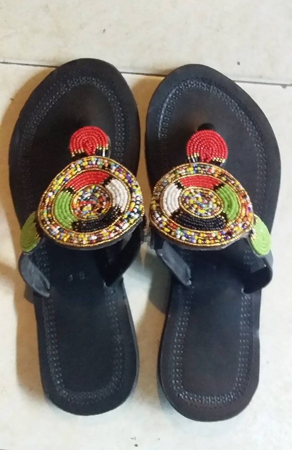 ON SALE Maasai Beaded Sandals African Beaded Sandals Kenyan | Etsy