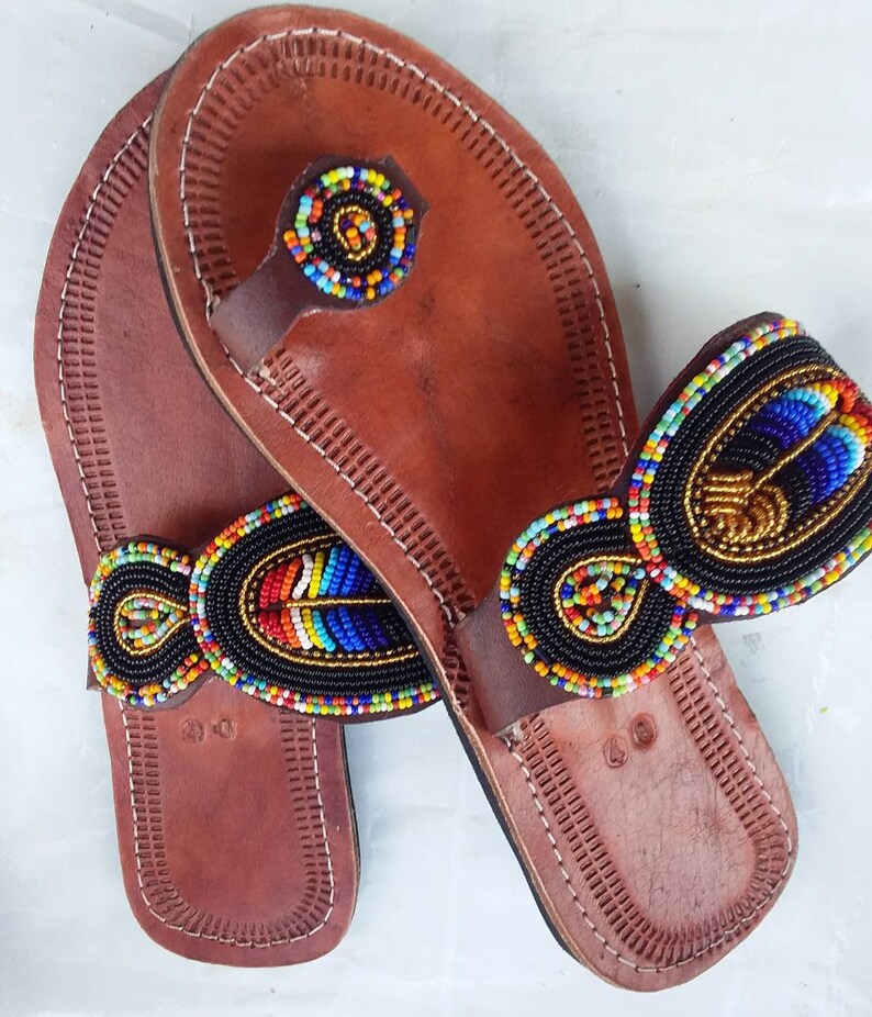 ON SALEWomen sandals Maasai beaded sandals Leather Sandals | Etsy