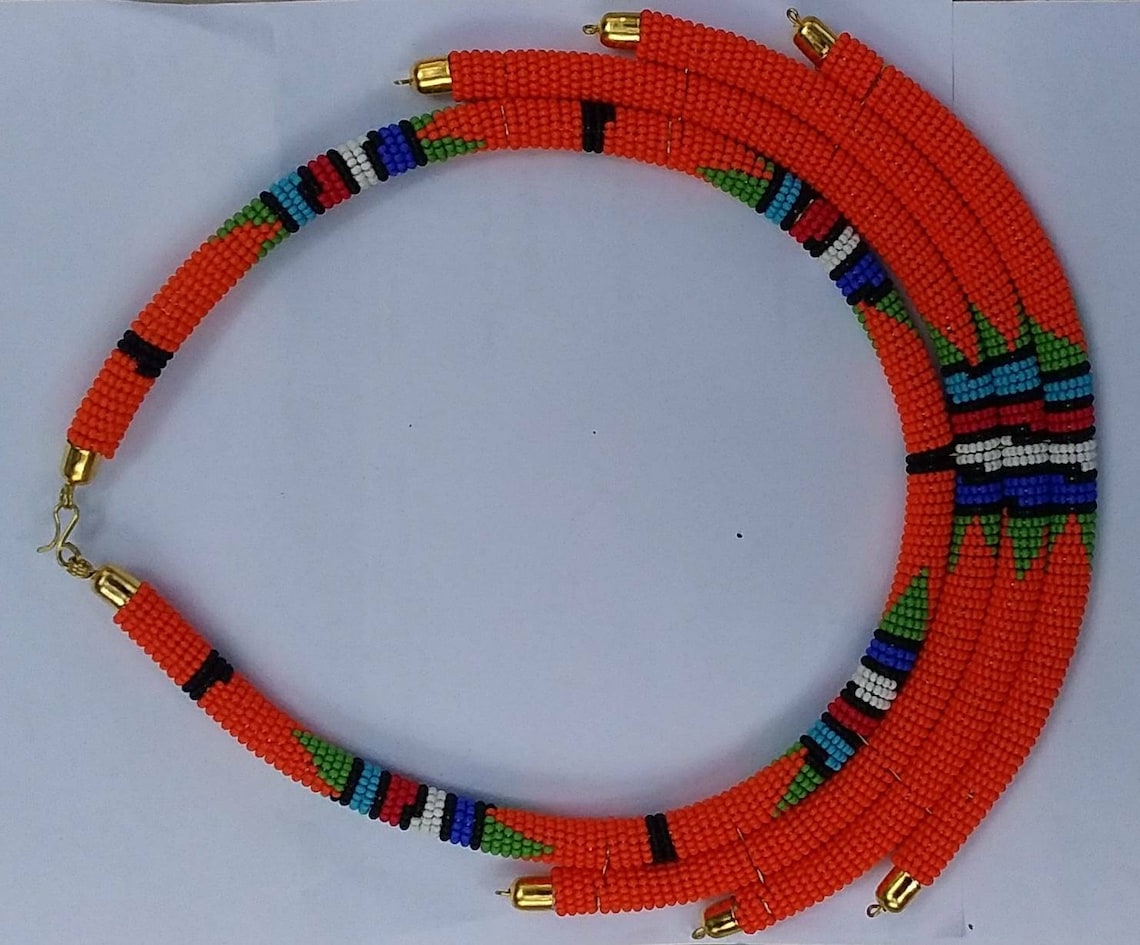 ON SALE African beaded necklace Maasai jewelry _ layered | Etsy
