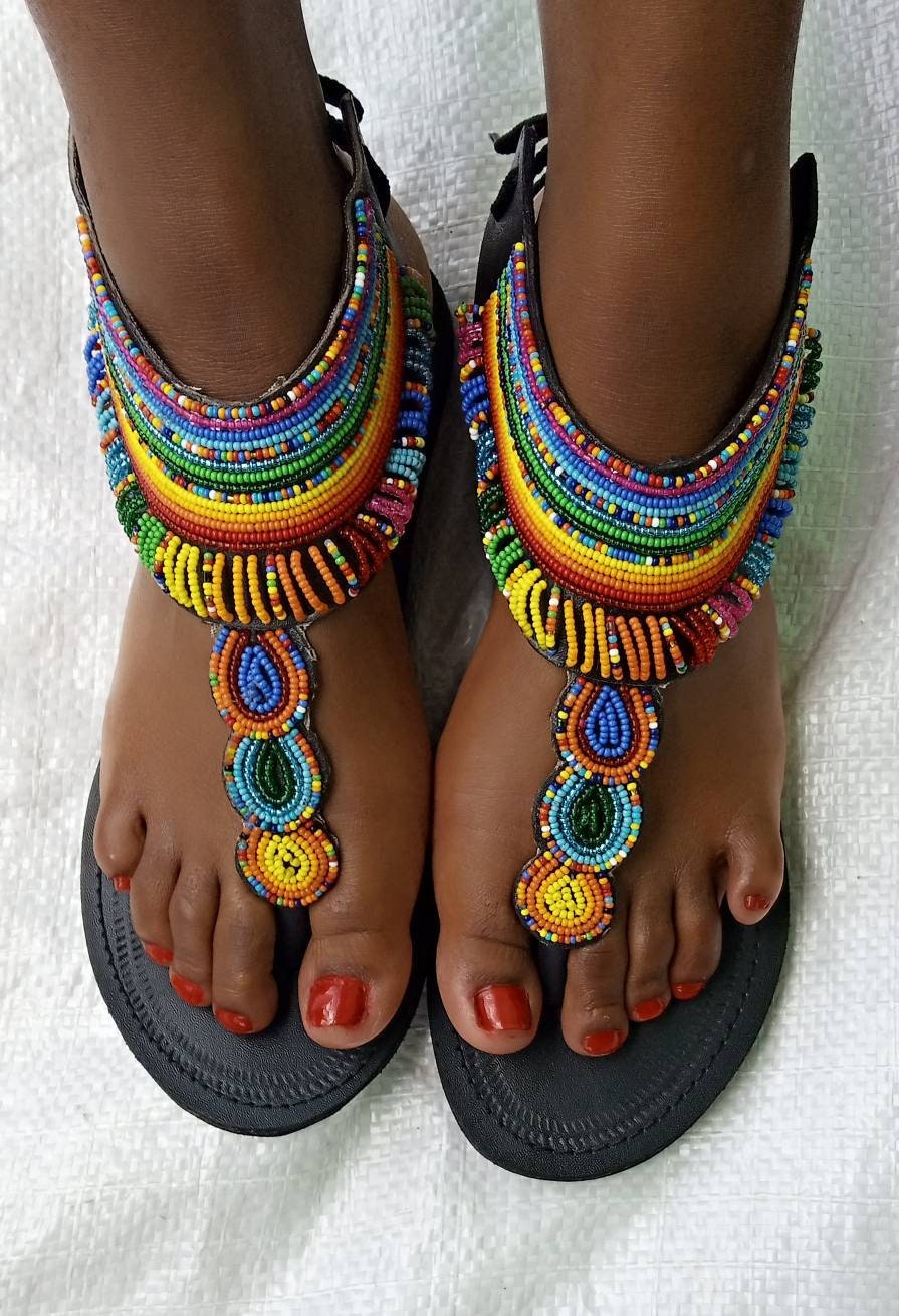 ON Saleafrican Beaded Sandals for Women Maasai Beaded | Etsy