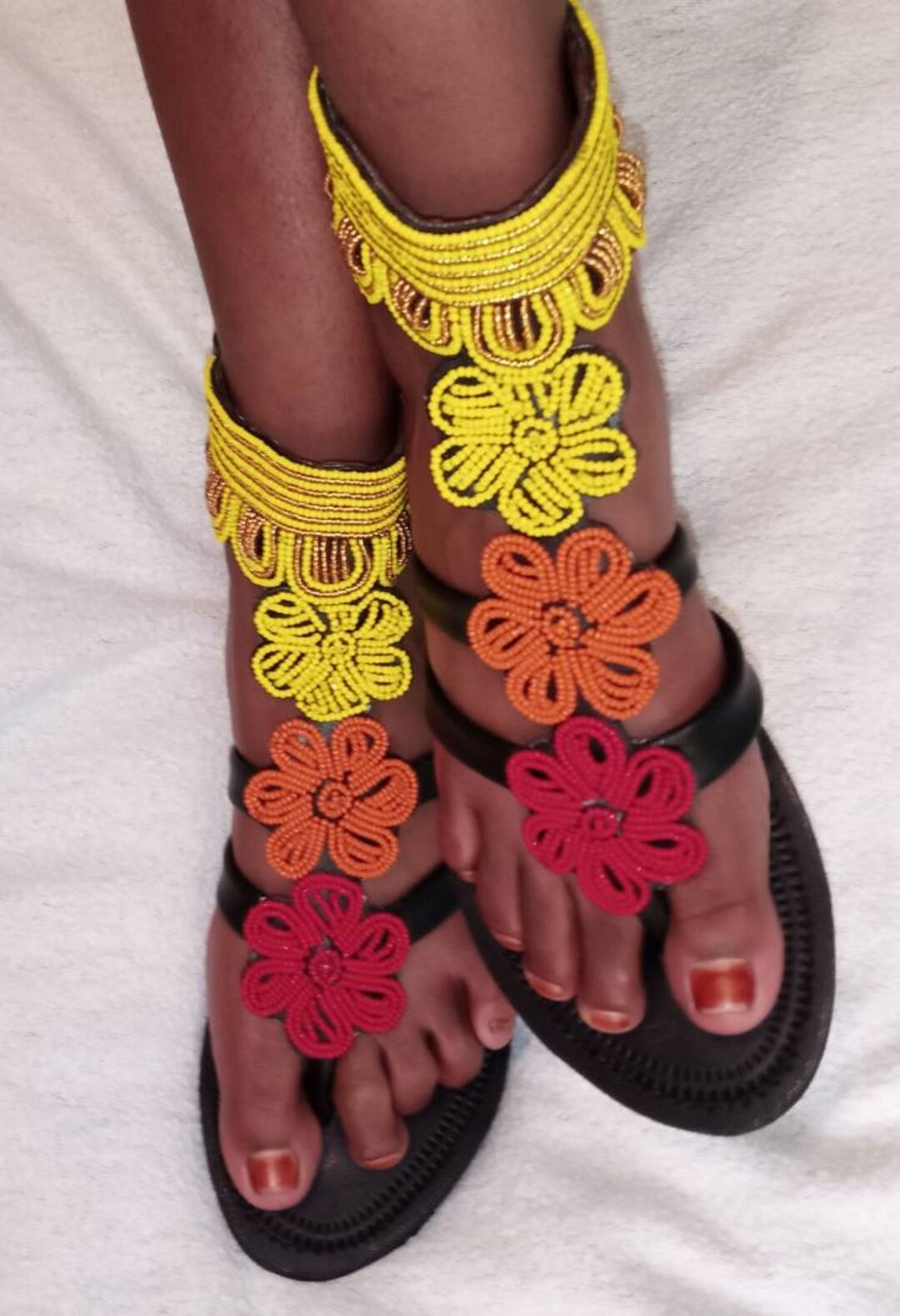 ON SALE Maasai Sandal African Beaded Sandal Kenyan - Etsy