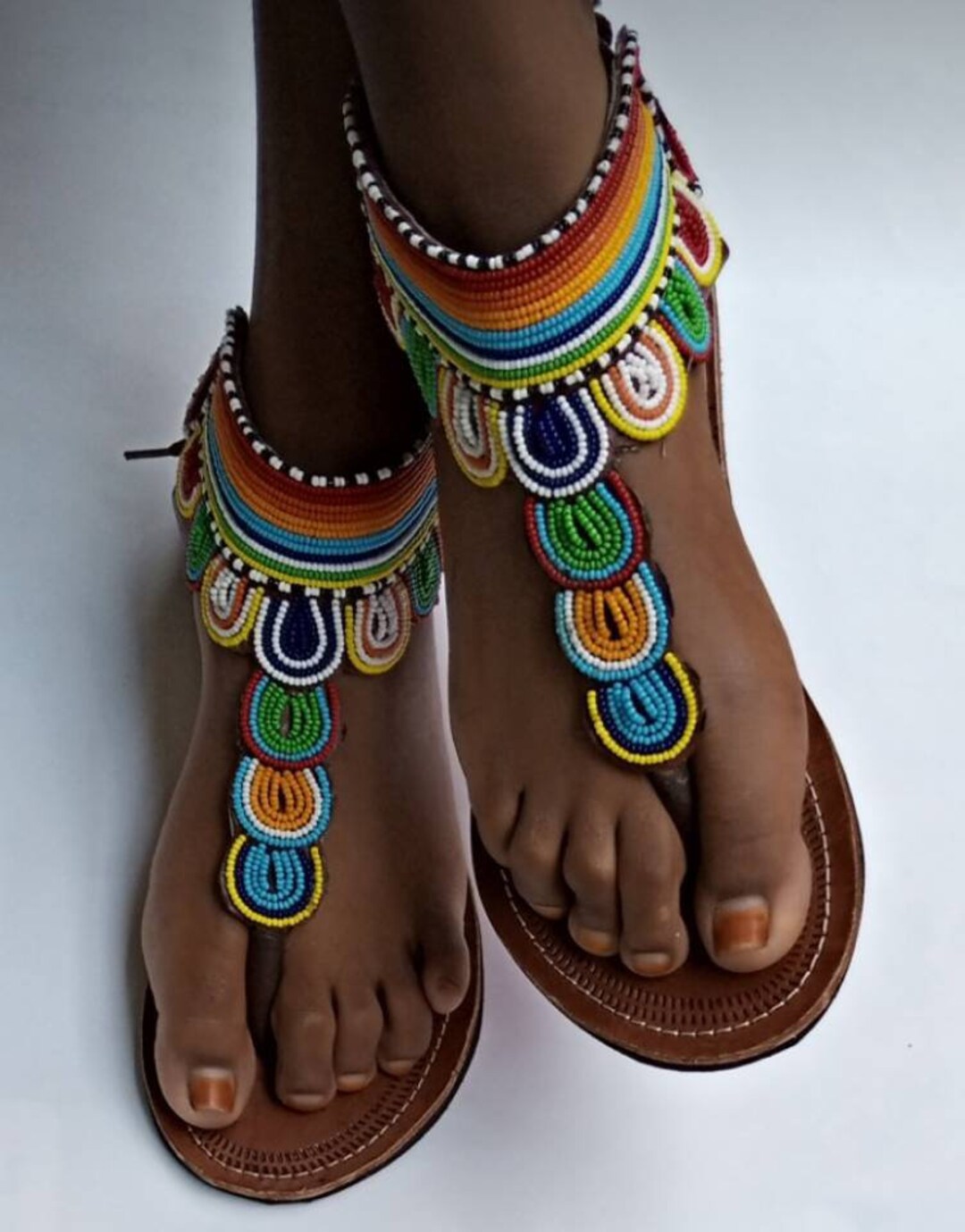 ON SALE Women Shoes - Beaded Masai Sandal - Handmade Sandal - Leather ...