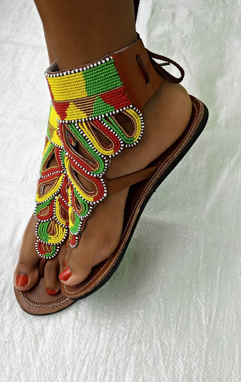 ON Salemaasai Sandals African Beaded Sandals Bohemian - Etsy