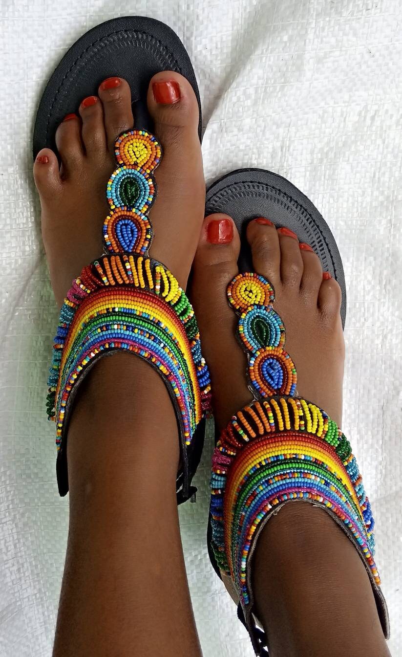 ON Saleafrican Beaded Sandals for Women Maasai Beaded | Etsy