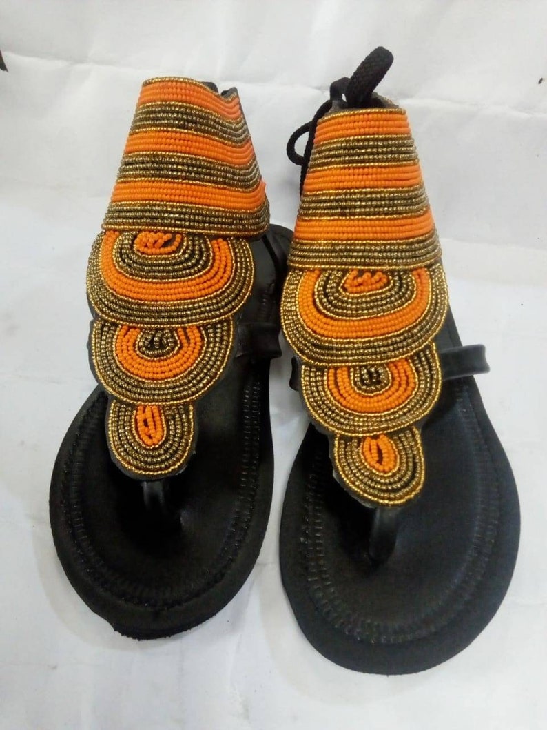 ON SALE African Beaded Sandals for Women Maasai Beaded - Etsy