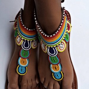 ON SALE Women Shoes - Beaded Masai Sandal - Handmade Sandal - Leather ...