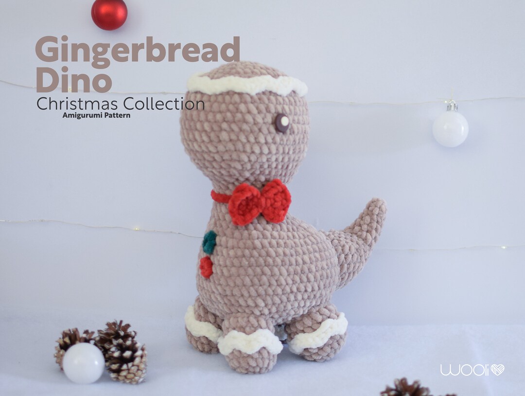Gingerbread Dino Amigurumi Pattern PDF English and Spanish Christmas ...